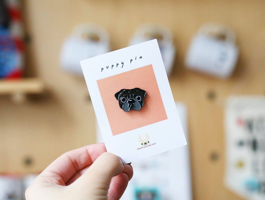 Pug Enamel Pin Black Pug Pug Gifts Dog Enamel Pin Puppy Pin Hard Enamel ...