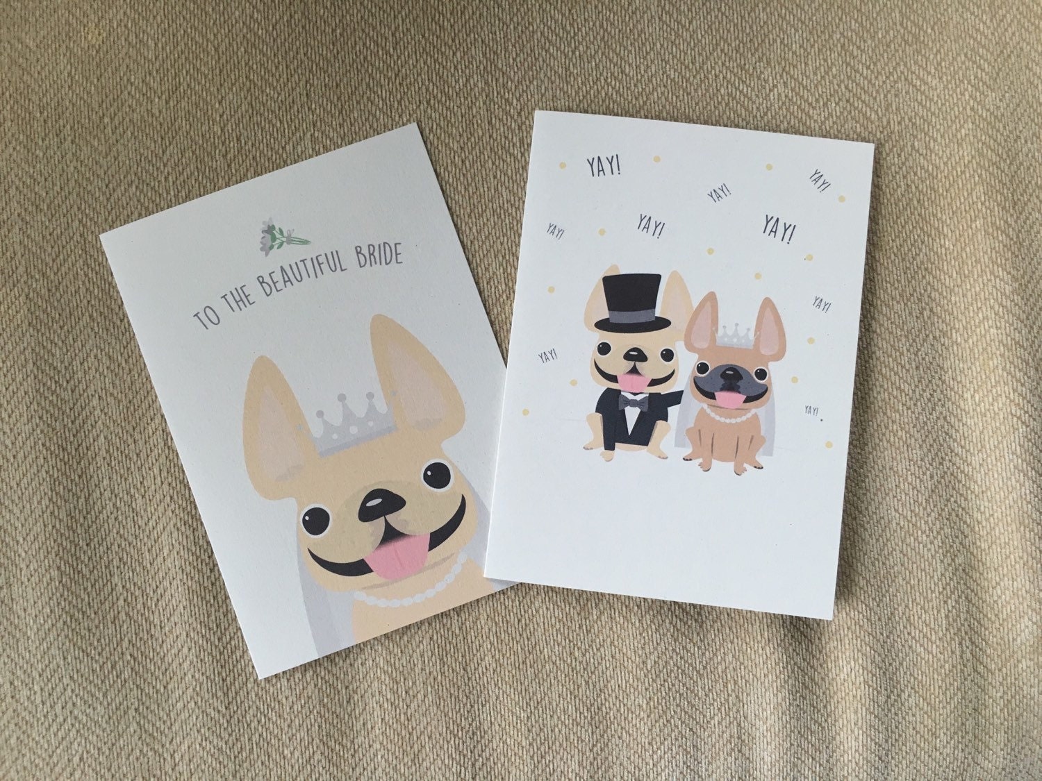 Frenchie Bride French Bulldog Wedding Engagement Greeting Card | Etsy