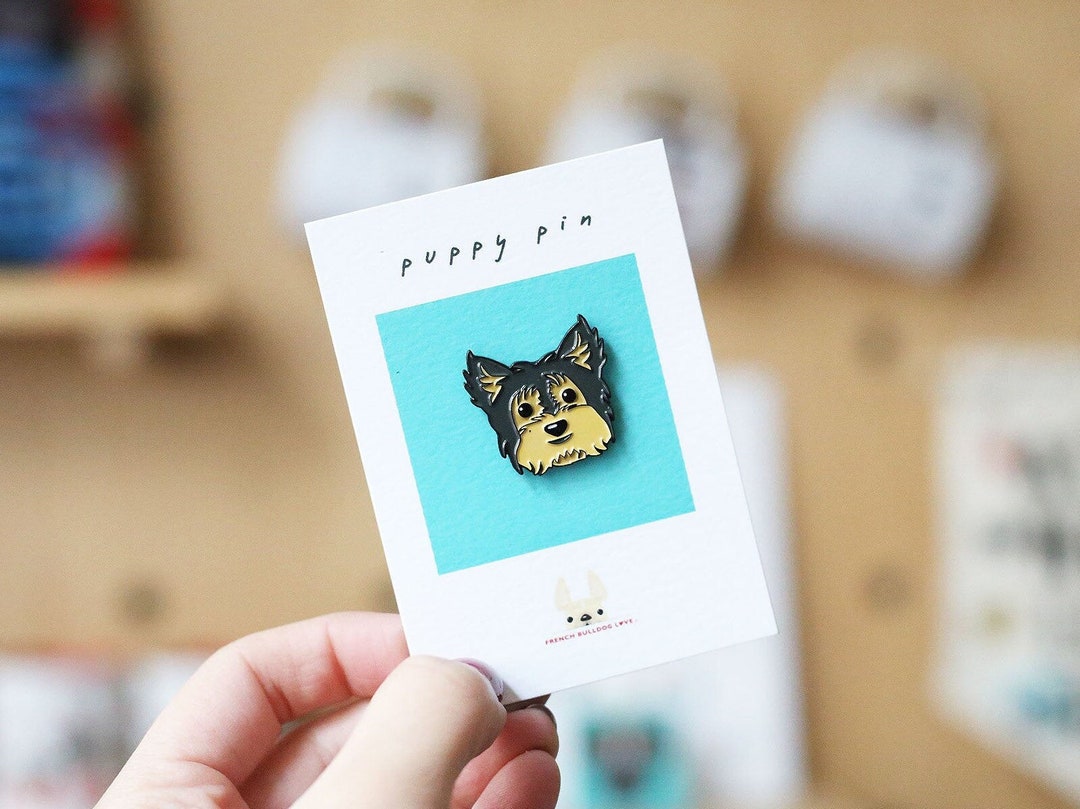 Yorkie Enamel Pin, Black & Tan Yorkie, Dog Enamel Pin, Puppy Pin, Hard ...