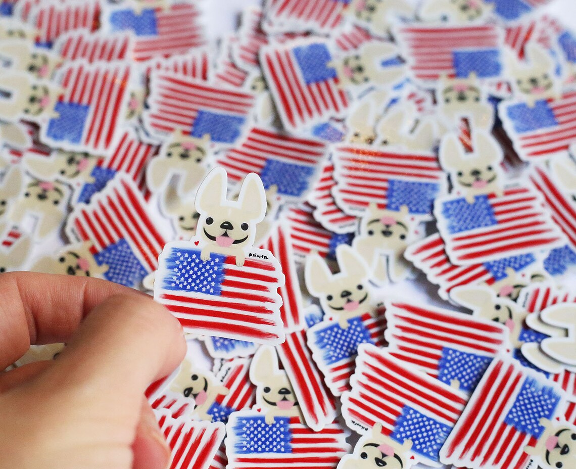 Mini USA Flag Sticker Waterproof Vinyl Decal Mini Sticker | Etsy