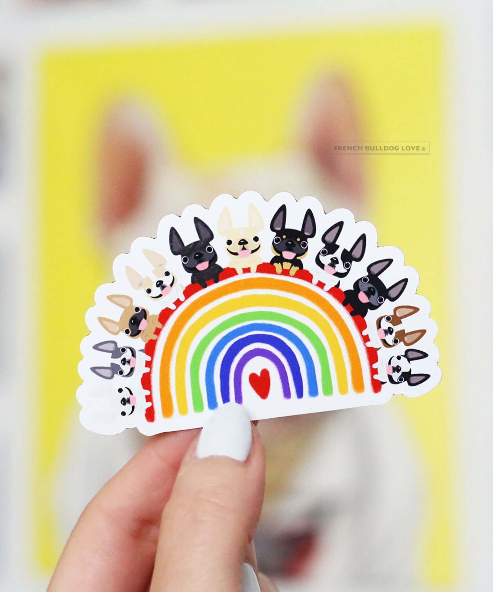 Frenchie Rainbow Magnet Frenchie Pride Magnet Rainbow | Etsy