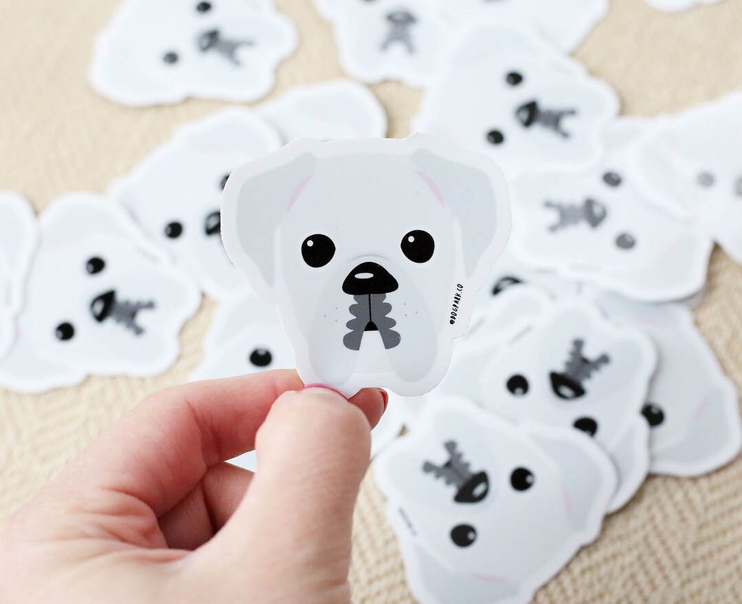 Boxer Sticker - Waterproof Sticker - White Boxer Sticker - Boxer Dog ...