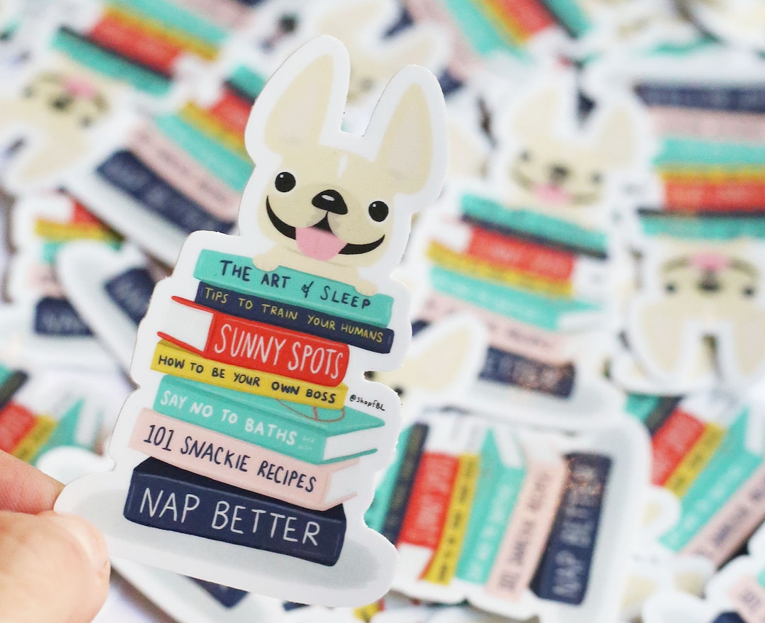 Books Sticker Waterproof Sticker French Bulldog Sticker Frenchie ...