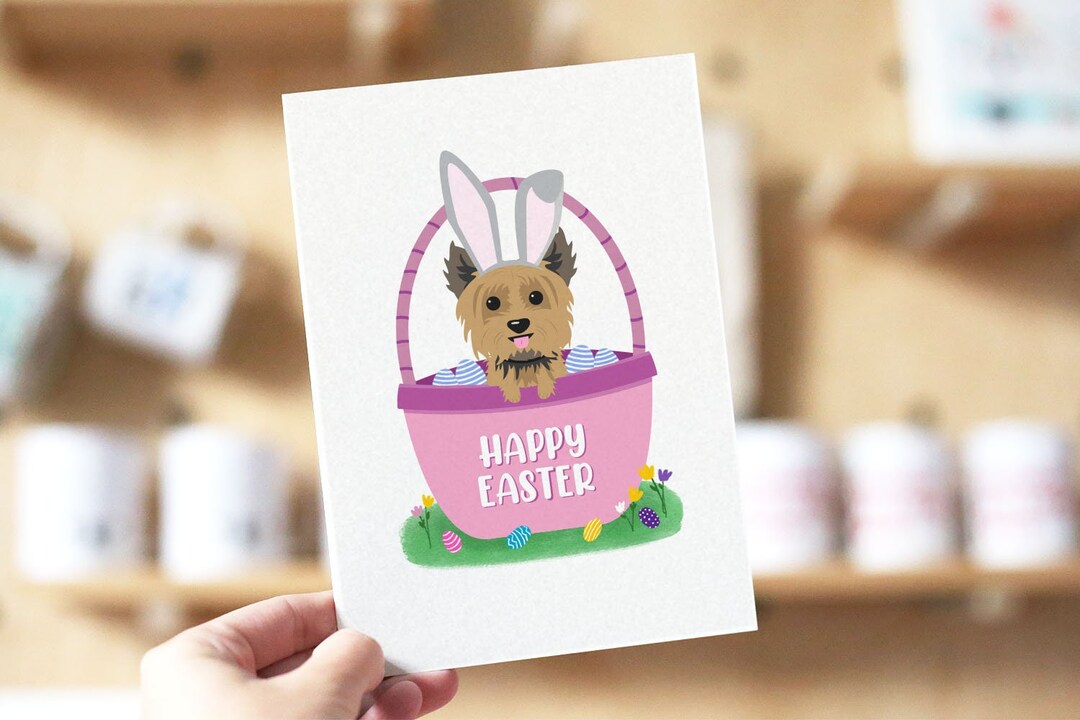Yorkie Easter Card, Happy Easter Card, Dog Easter Card, Easter Bunny ...