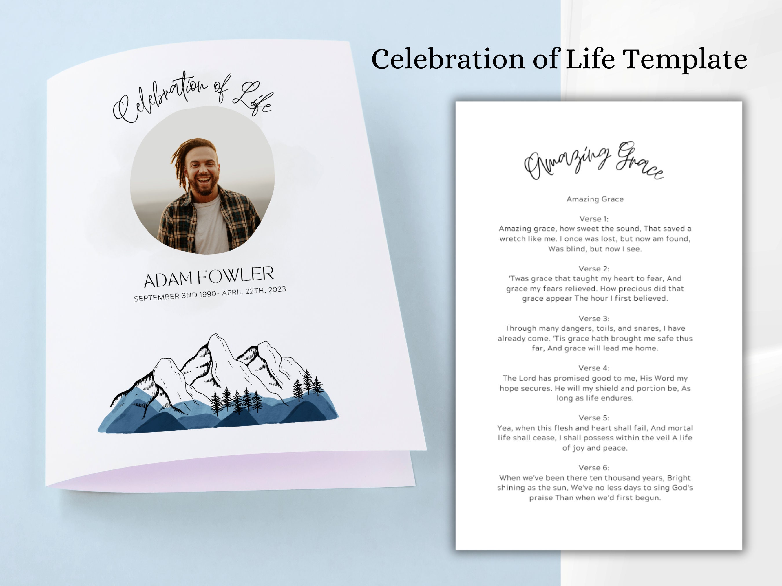 Funeral Program Funeral Template for Men Celebration of Life - Etsy