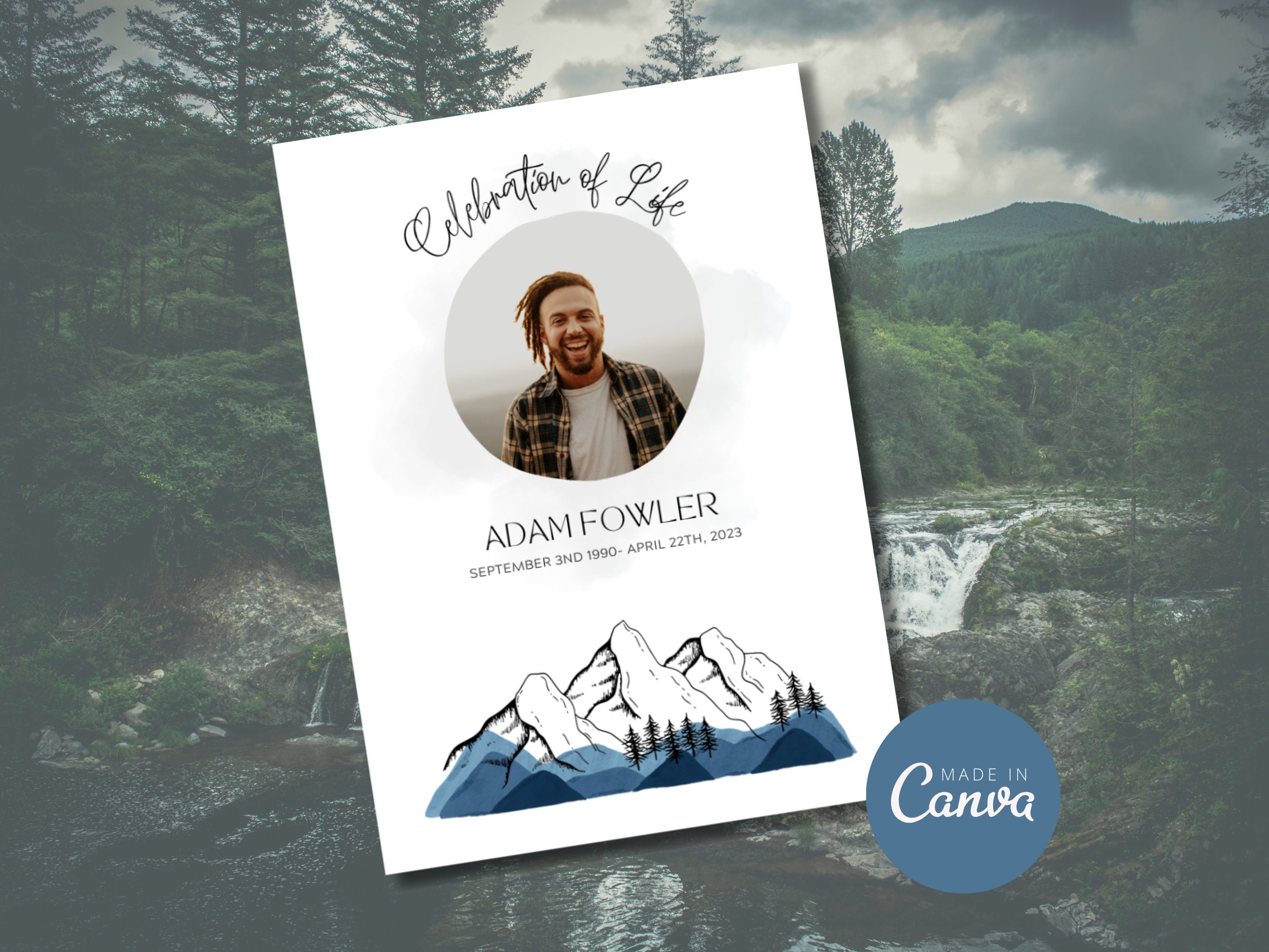 Funeral Program Funeral Template for Men Celebration of Life - Etsy