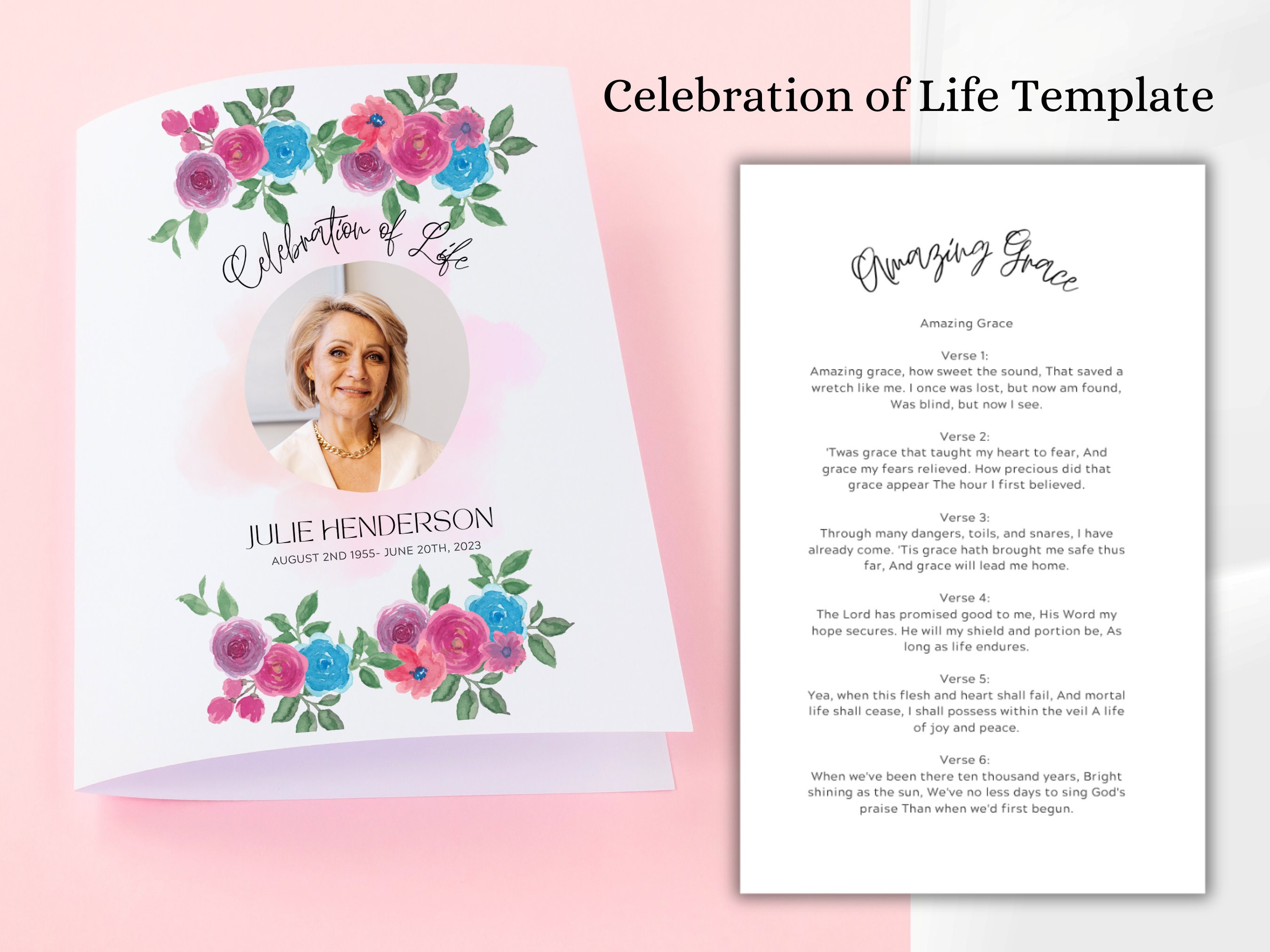 Funeral Program Funeral Template for Woman Celebration of - Etsy