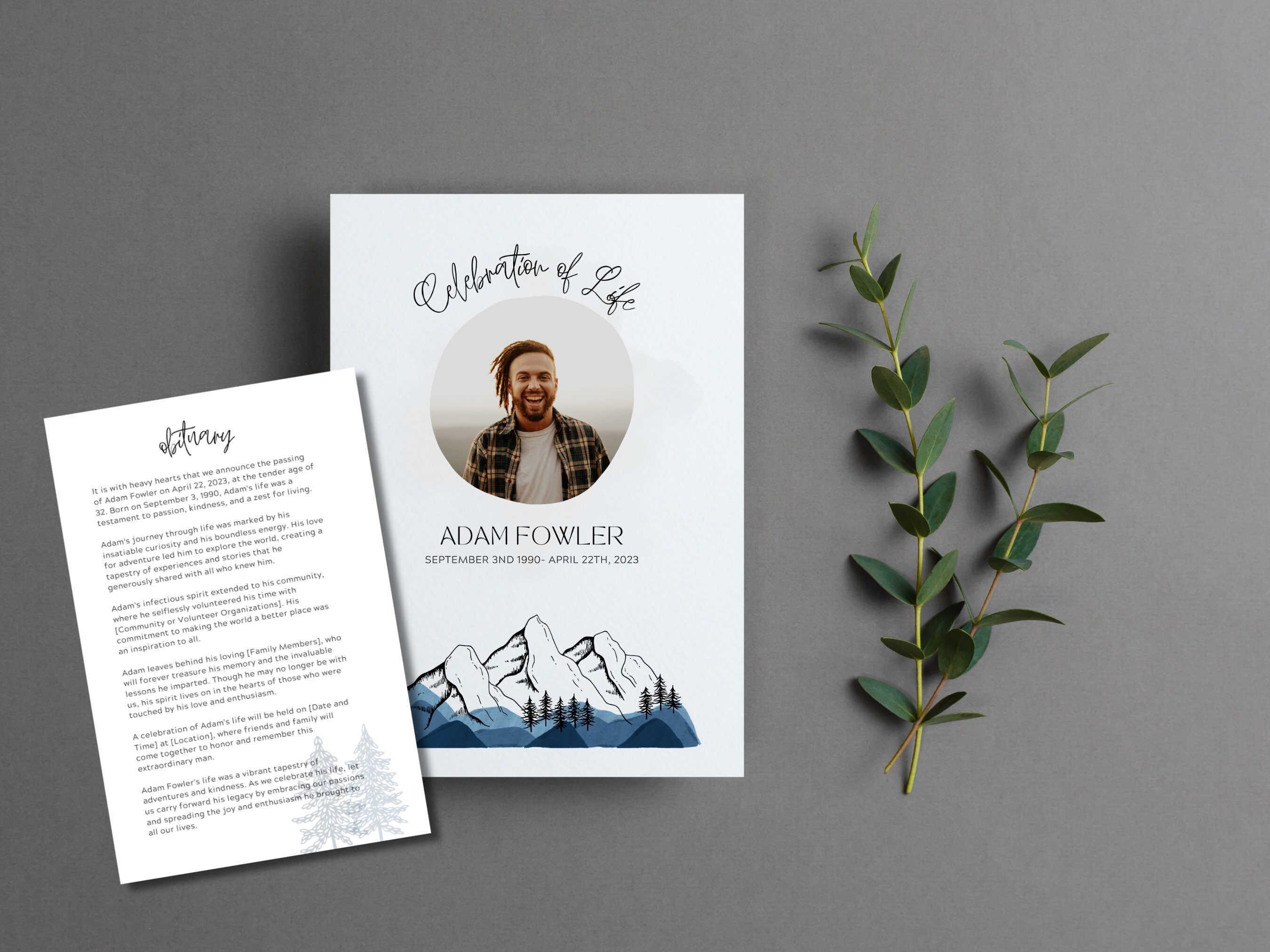 Funeral Program Funeral Template for Men Celebration of Life - Etsy