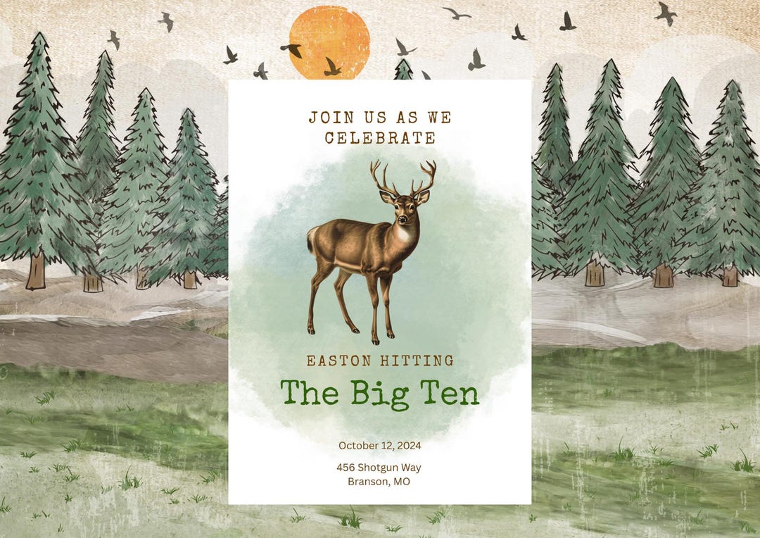 Hunting Birthday Invitation Template Hunting Birthday Deer Hunting ...