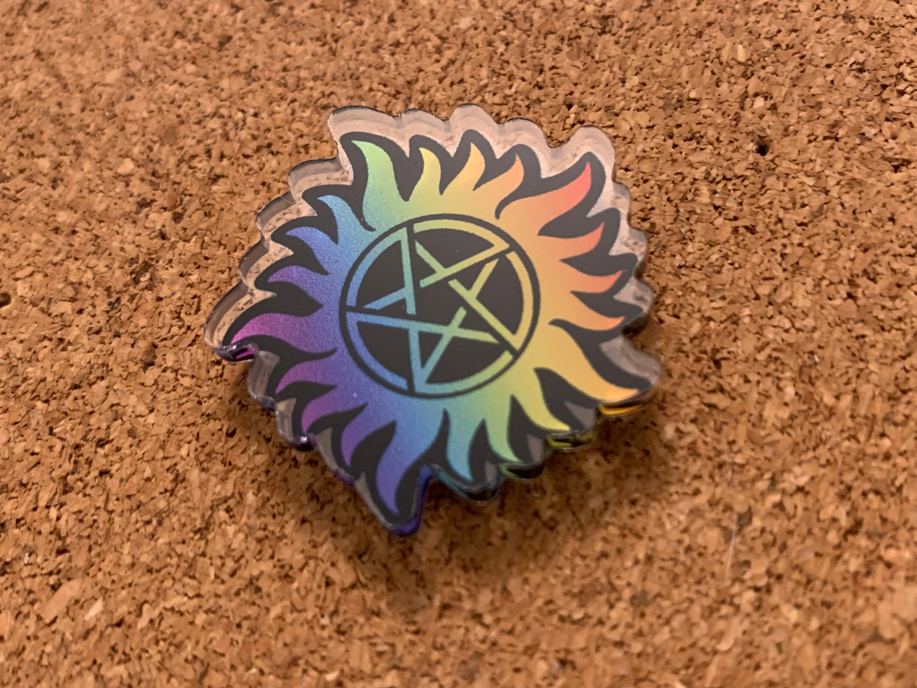 Rainbow Anti-possession Symbol With Black Outline Acrylic Pin - Etsy