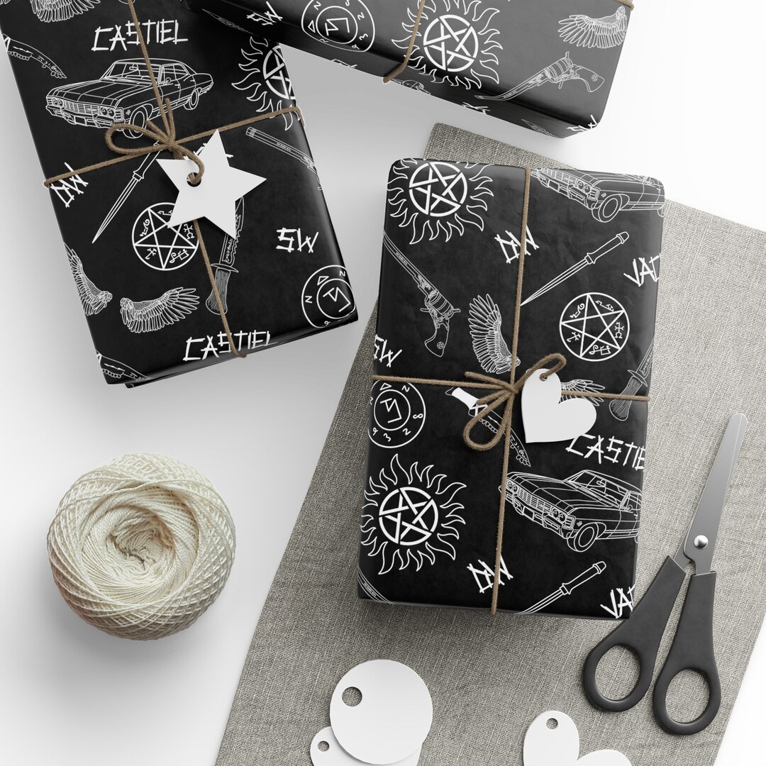 Supernatural Themed Wrapping Papers, Gift Wrap, Spotted Hound Design - Etsy