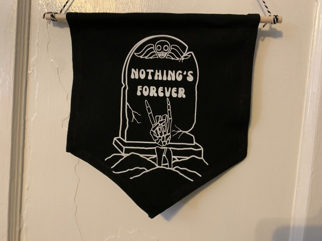 Nothing's Forever Tombstone Canvas Banner, Tattoo Style Art, Grave ...
