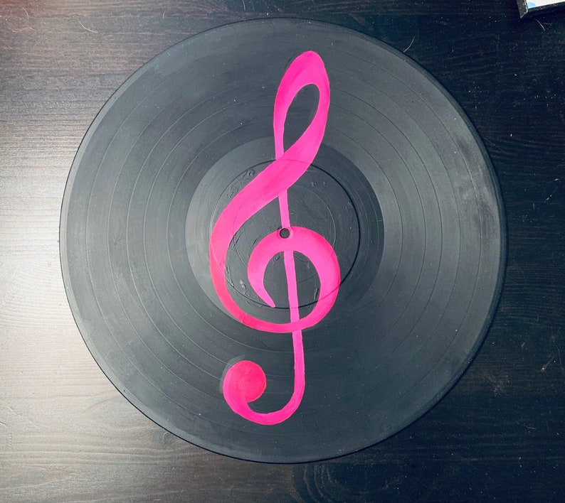 Treble Clef Painted Vinyl Record - Etsy
