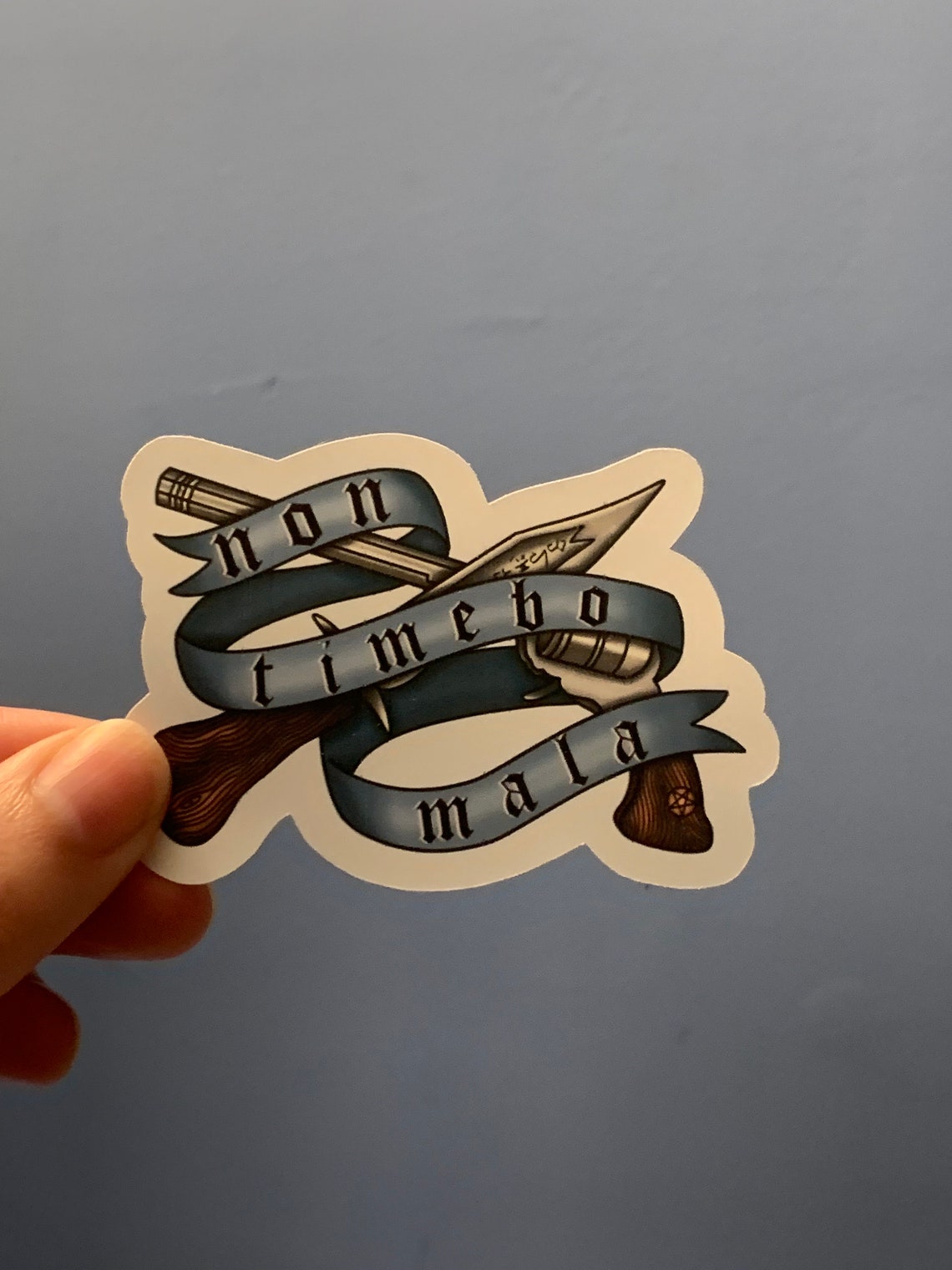 Non Timebo Mala Traditional Tattoo Style Sticker, Supernatural Inspired ...