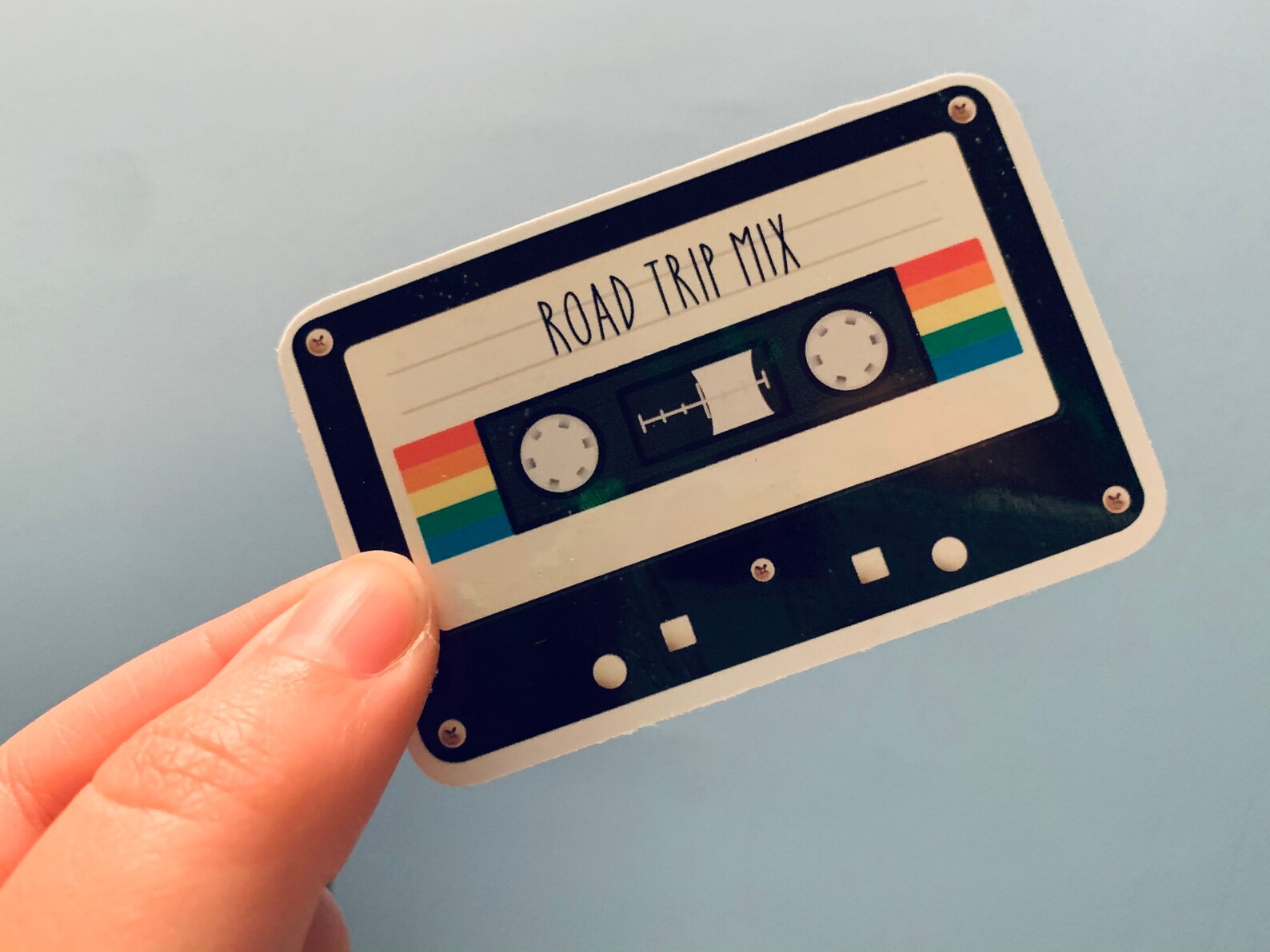 Road Trip Mix Cassette Tape Stickers Mixtape Rainbow Label - Etsy