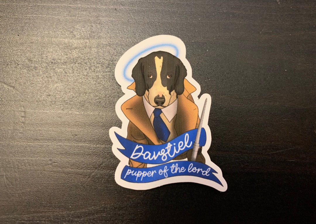 Davey as Castiel Stickers, Pupper of the Lord, Spotted Hound Design ...