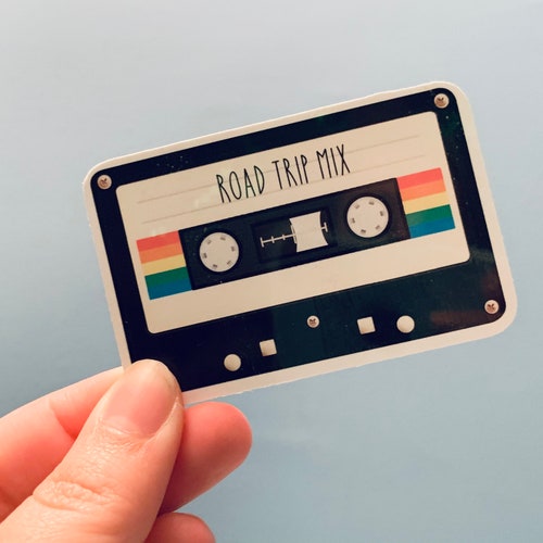 Road Trip Mix Cassette Tape Stickers Mixtape Rainbow Label - Etsy