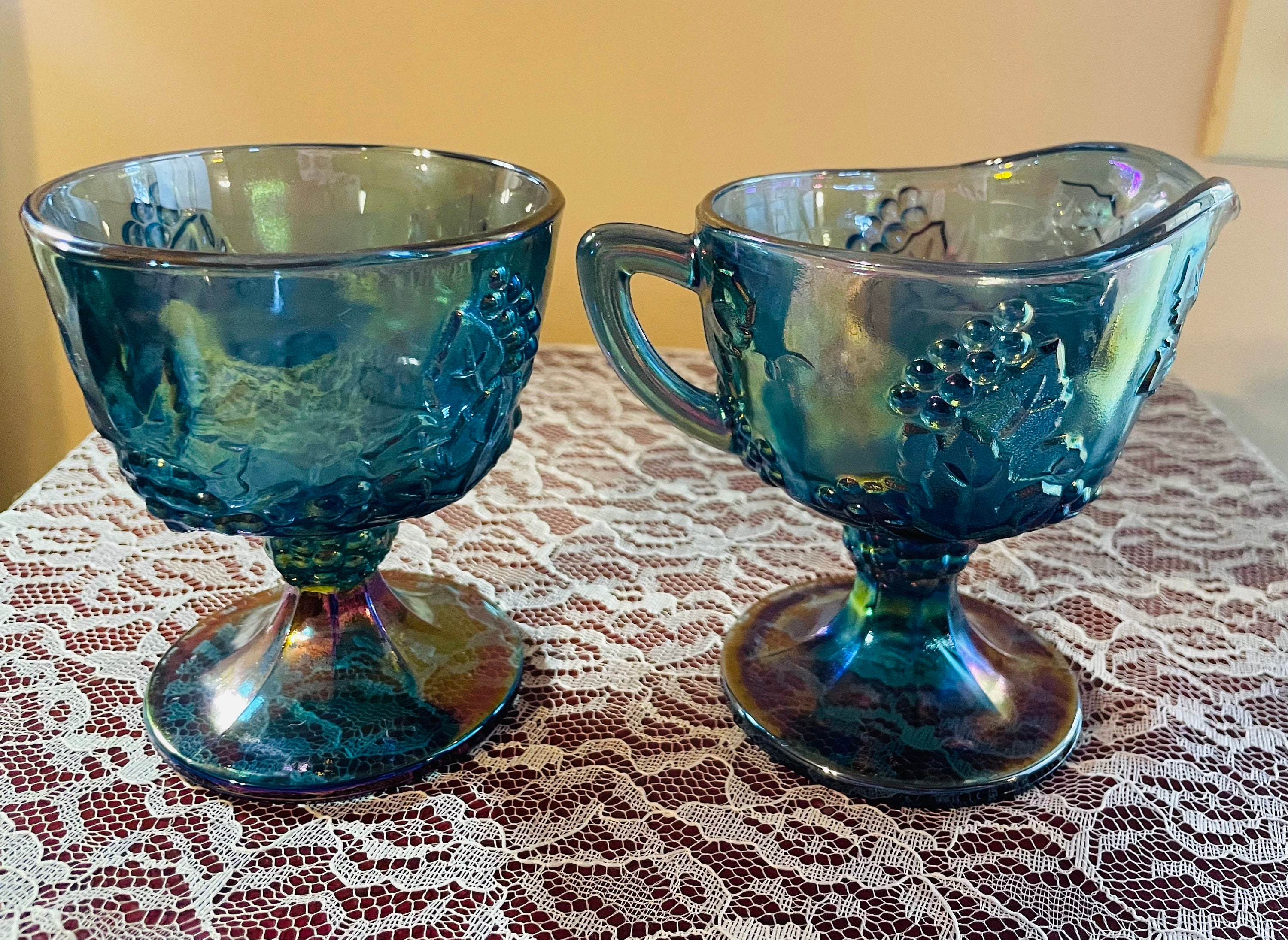 Serving Odds & Ends Dining & Serving Blue Carvinal Glass Cream & Sugar ...