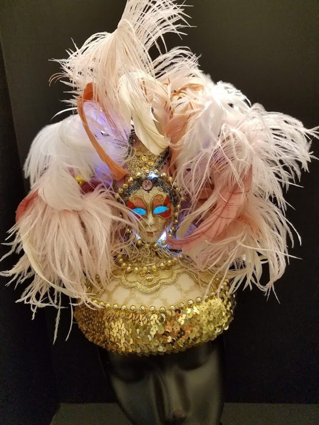 Lighted Mardi Gras Hat Masquerade Hat Lighted Jester Lighted Party Hat ...