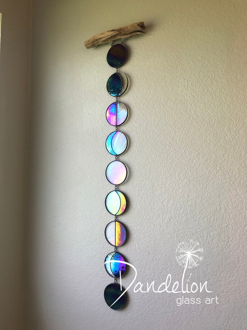 ORIGINAL Moon Phase Linear Phases of the Moon Art Glass Moon | Etsy