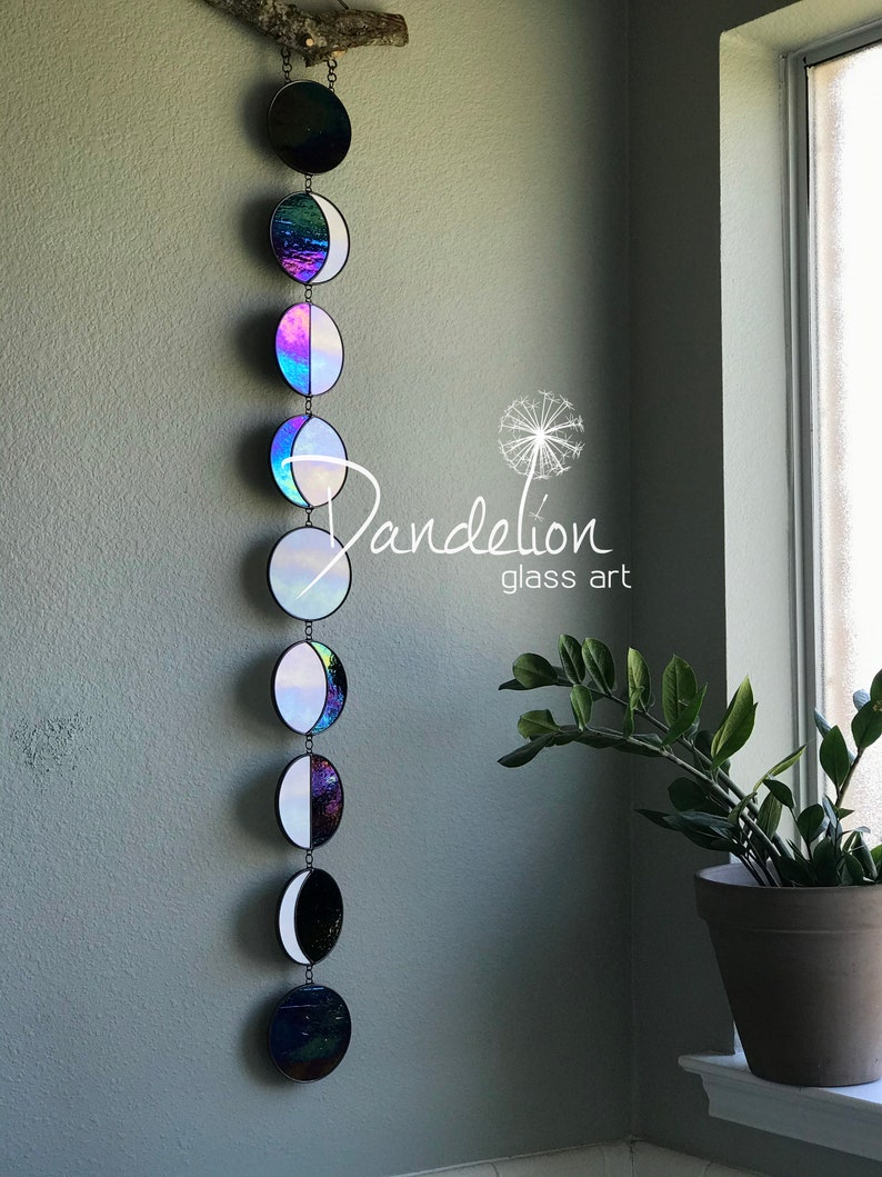 ORIGINAL Moon Phase Linear Phases of the Moon Art Glass Moon - Etsy