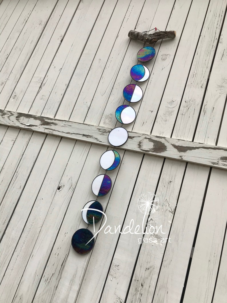 ORIGINAL Moon Phase Linear Phases of the Moon Art Glass Moon - Etsy