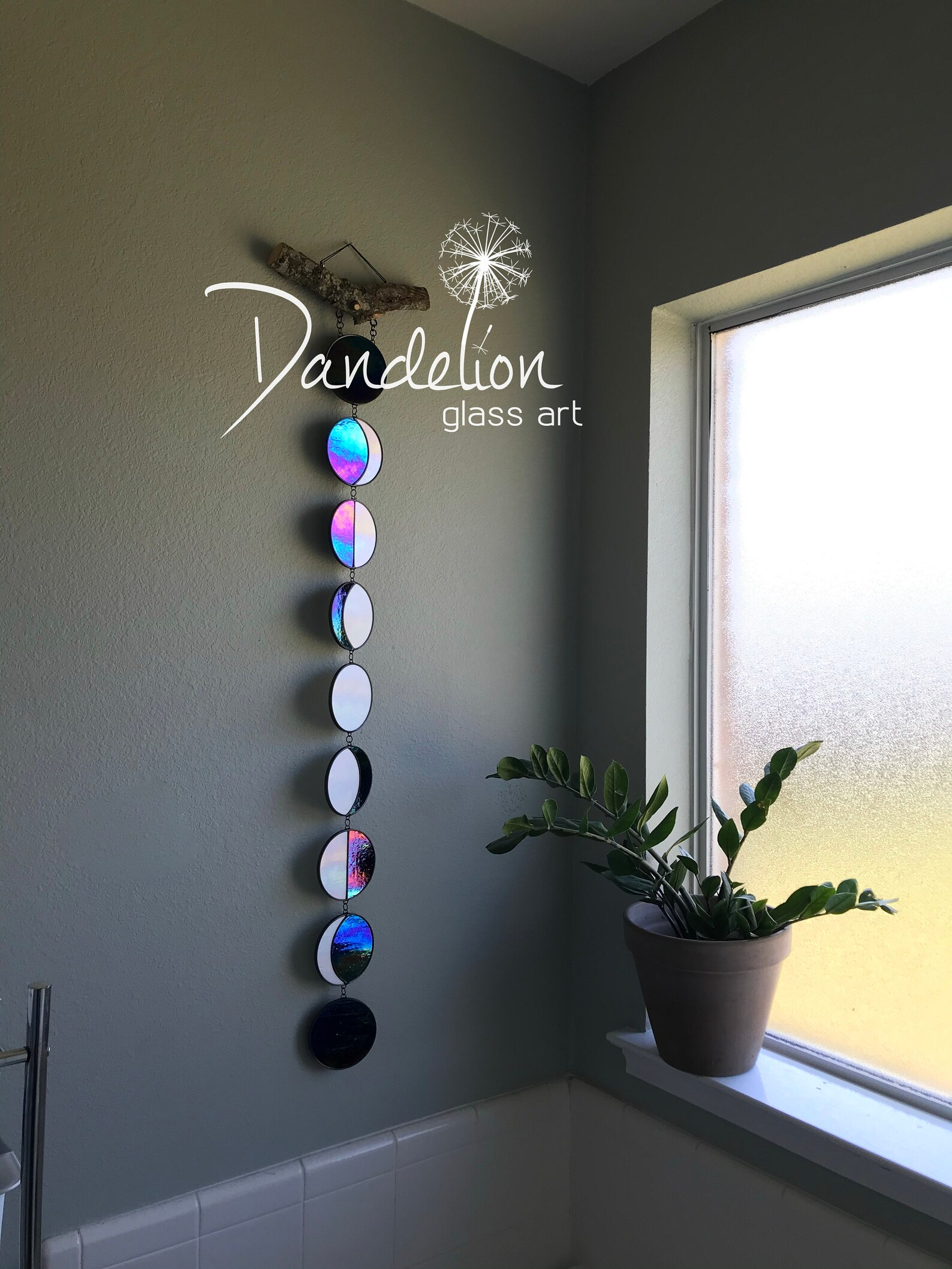 ORIGINAL Moon Phase Linear, Phases of the Moon Art, Glass Moon Phase ...