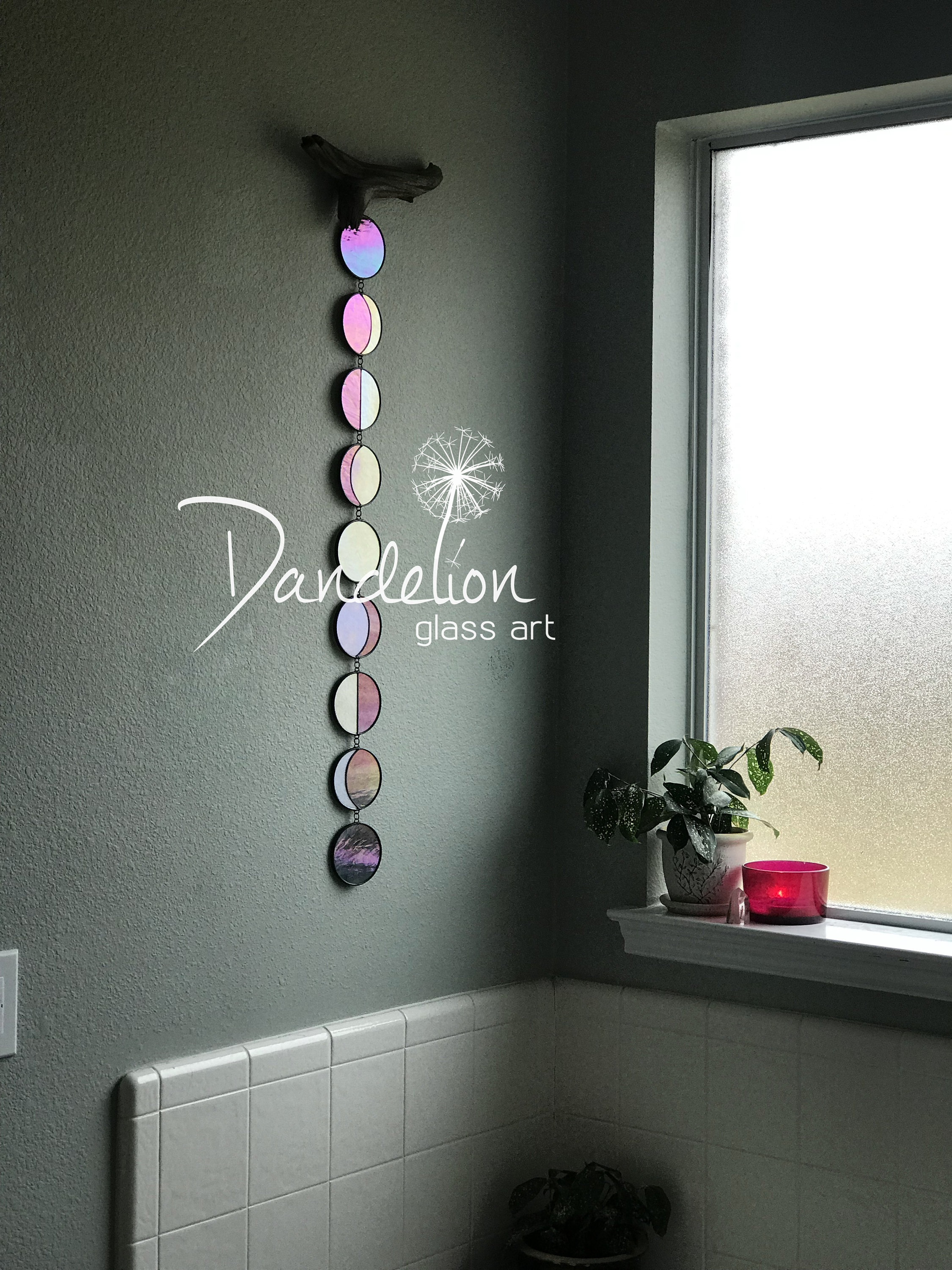 ORIGINAL Moon Phase Linear Phases of the Moon Art Glass Moon | Etsy