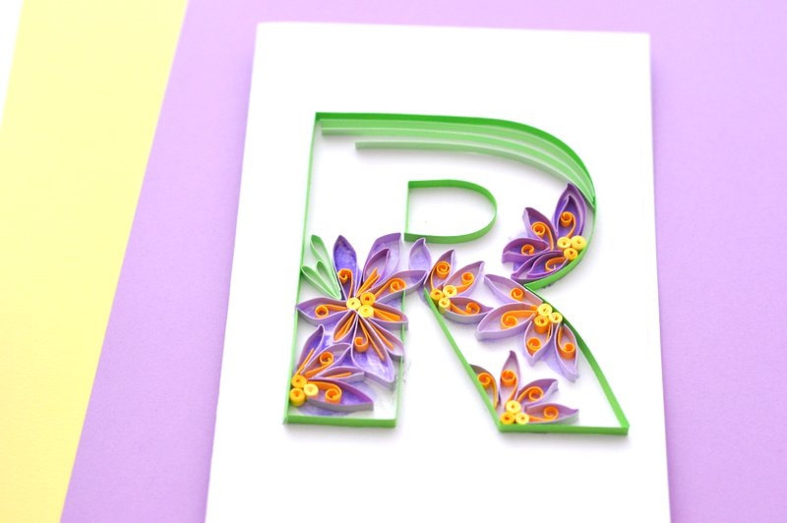 Quilling Letter R Quilled Initial Card Quilling Floral Wall Art Paper ...