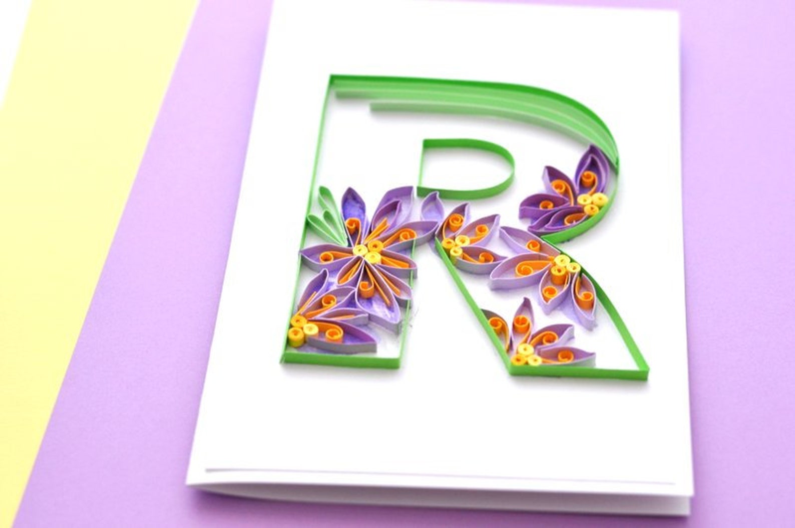 Quilling Letter R Quilled Initial Card Quilling Floral Wall Art Paper ...