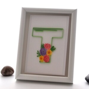 Personalized Monogram Quilling Letter T Quilled Art Floral Initials ...
