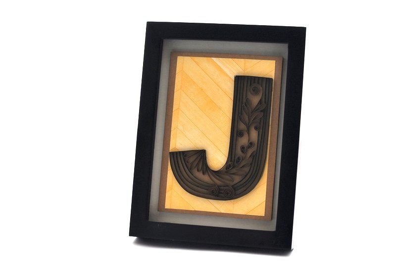 Quilling Monogram Letter J Card Framed Initial J Quilled Blank Greeting ...