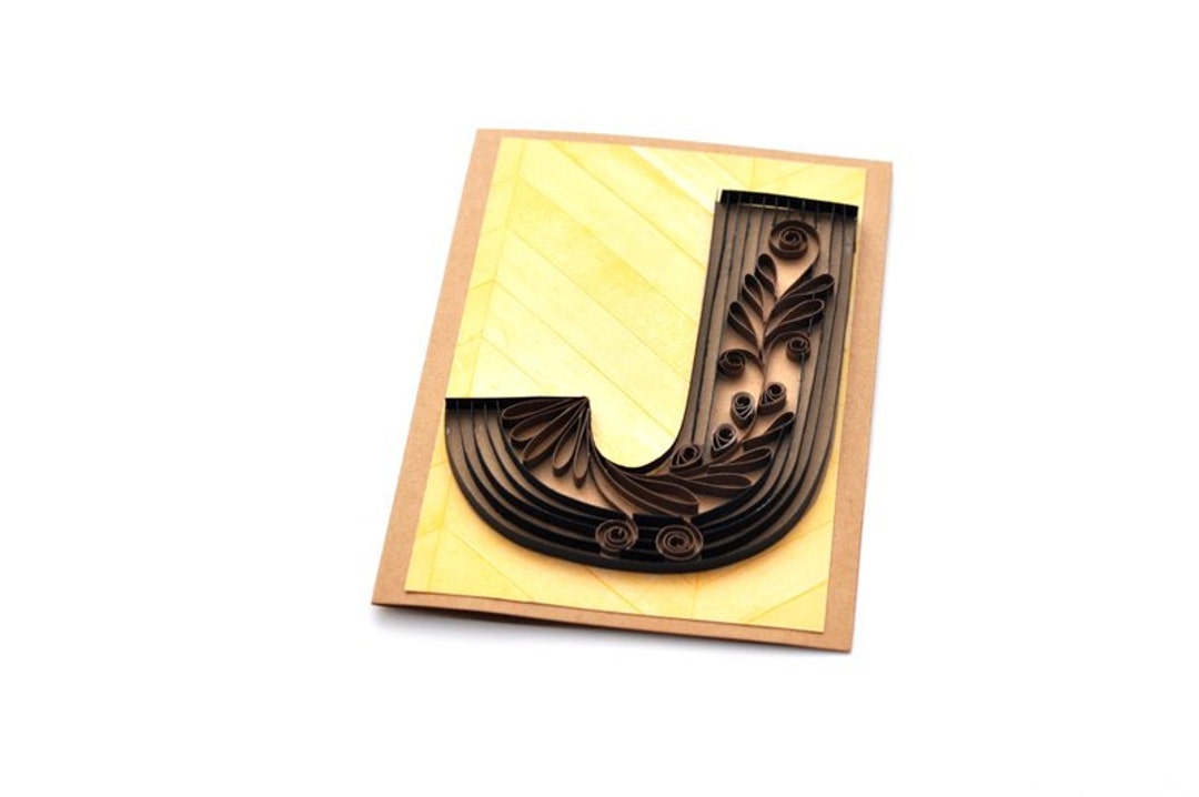 Quilling Monogram Letter J Card Framed Initial J Quilled Blank Greeting ...