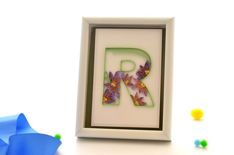 Quilling Letter R Quilled Initial Card Quilling Floral Wall Art Paper ...
