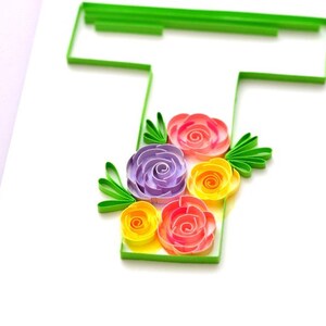 Personalized Monogram Quilling Letter T Quilled Art Floral Initials ...