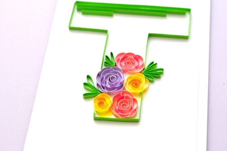 Personalized Monogram Quilling Letter T Quilled Art Floral - Etsy