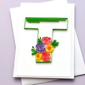 Personalized Monogram Quilling Letter T Quilled Art Floral Initials ...