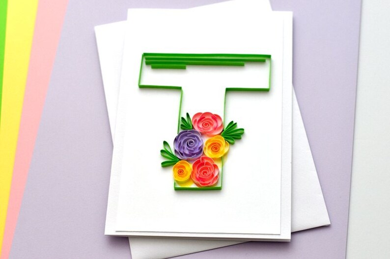 Personalized Monogram Quilling Letter T Quilled Art Floral - Etsy