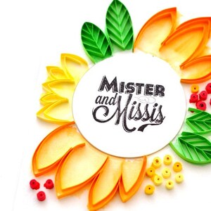 Mr and Mrs Card Spring Summer Wedding Bride and Groom Card Quilling ...