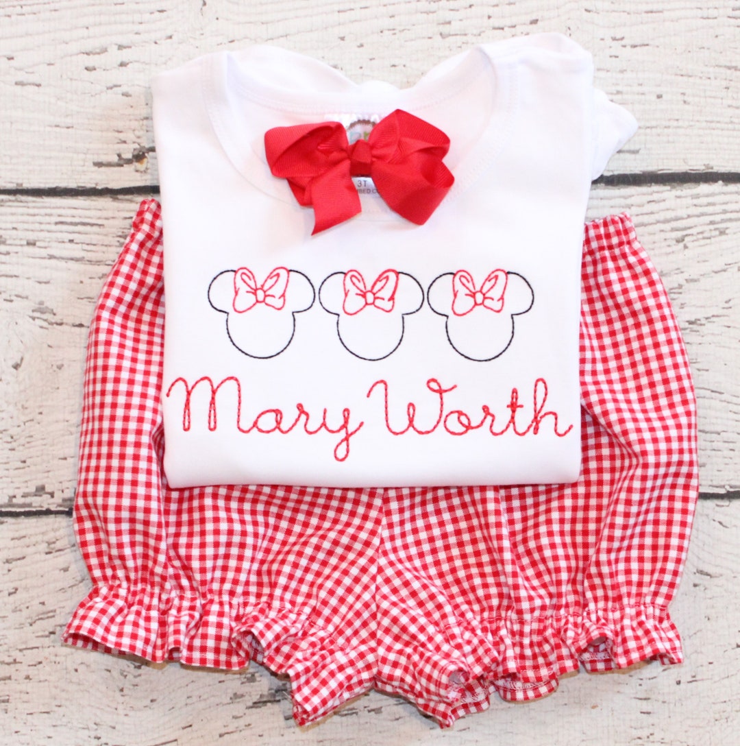 Monogrammed Minnie Bloomer Set, Red Gingham Minnie Outfit, Monogrammed ...