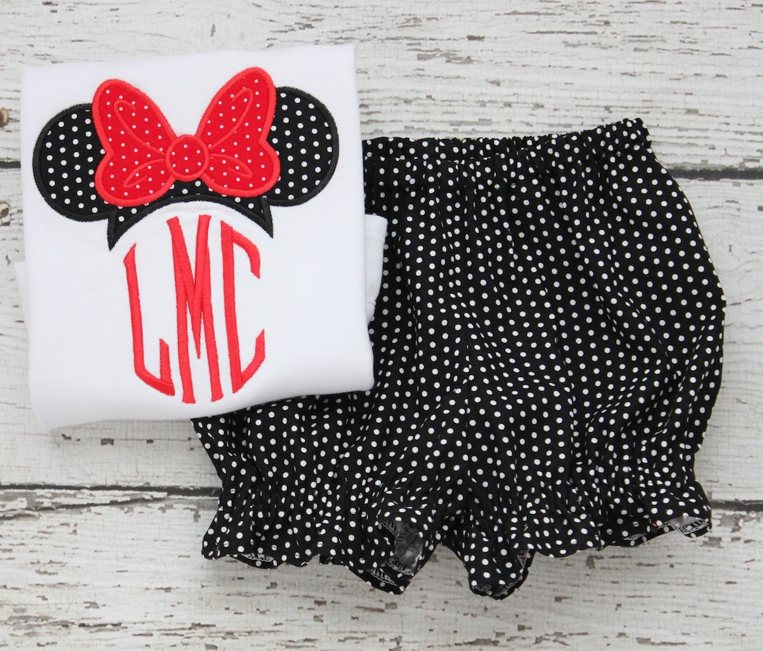 Monogrammed Minnie Bloomer Set, Polka Dot Minnie Outfit, Monogrammed ...