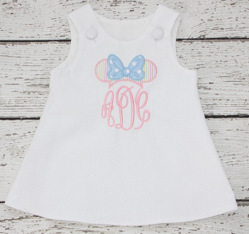 Monogrammed Minnie Mouse Dress Seersucker Disney Aline Dress - Etsy