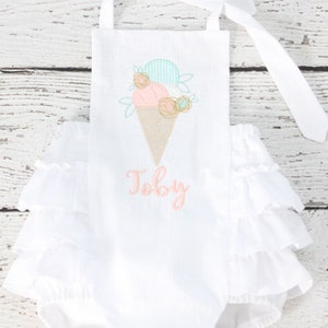 First Birthday Ruffle Bubble Ice Cream Cone Monogrammed | Etsy
