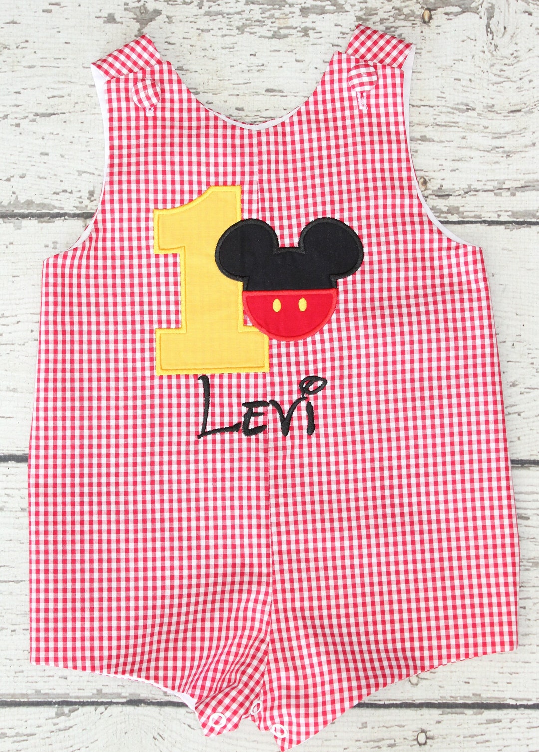 Monogrammed Birthday Mickey Jon Jon, Disney Jon Jon With Monogram, Red ...