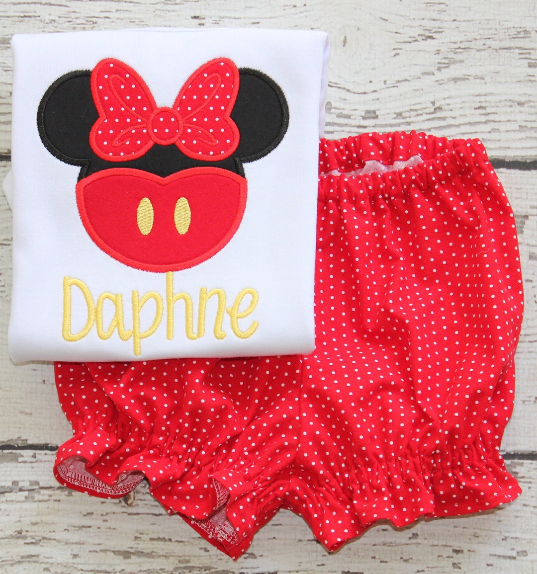 Monogrammed Minnie Bloomer Set, Polka Dot Minnie Outfit, Monogrammed ...
