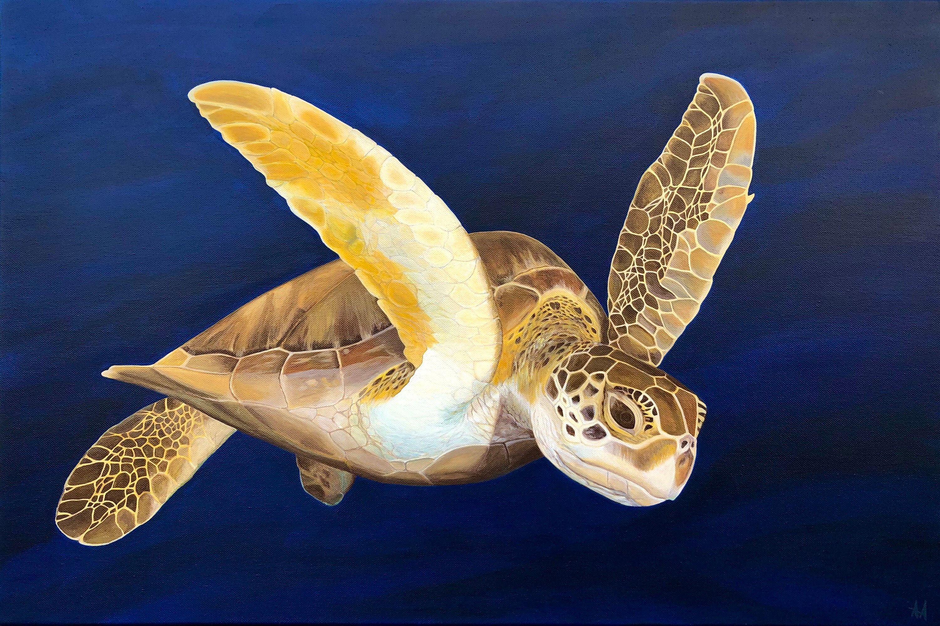 Sea Turtle Painting | Green Sea Turtle Painting | Original Turtle Art ...