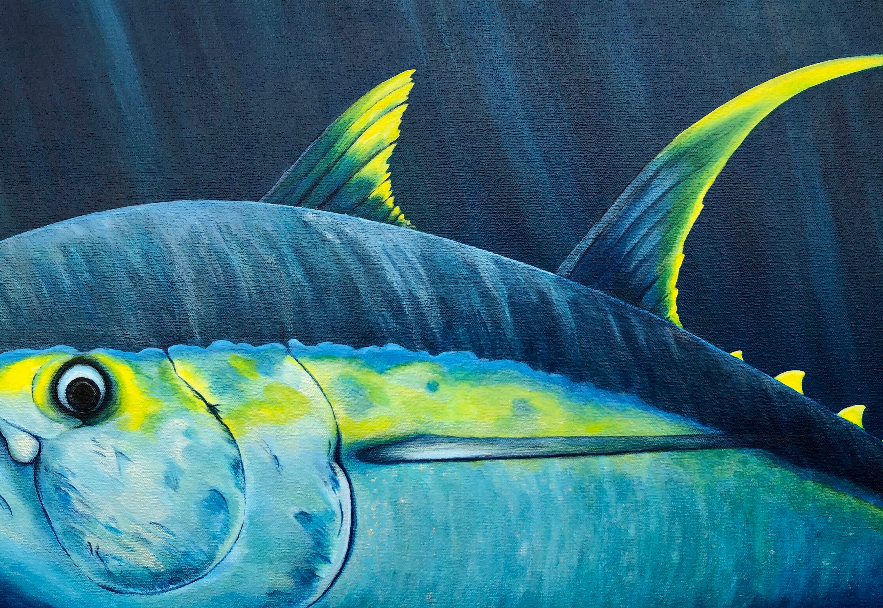 Yellowfin Tuna Painting | Fish Art | Original Tuna Fish Acrylic ...