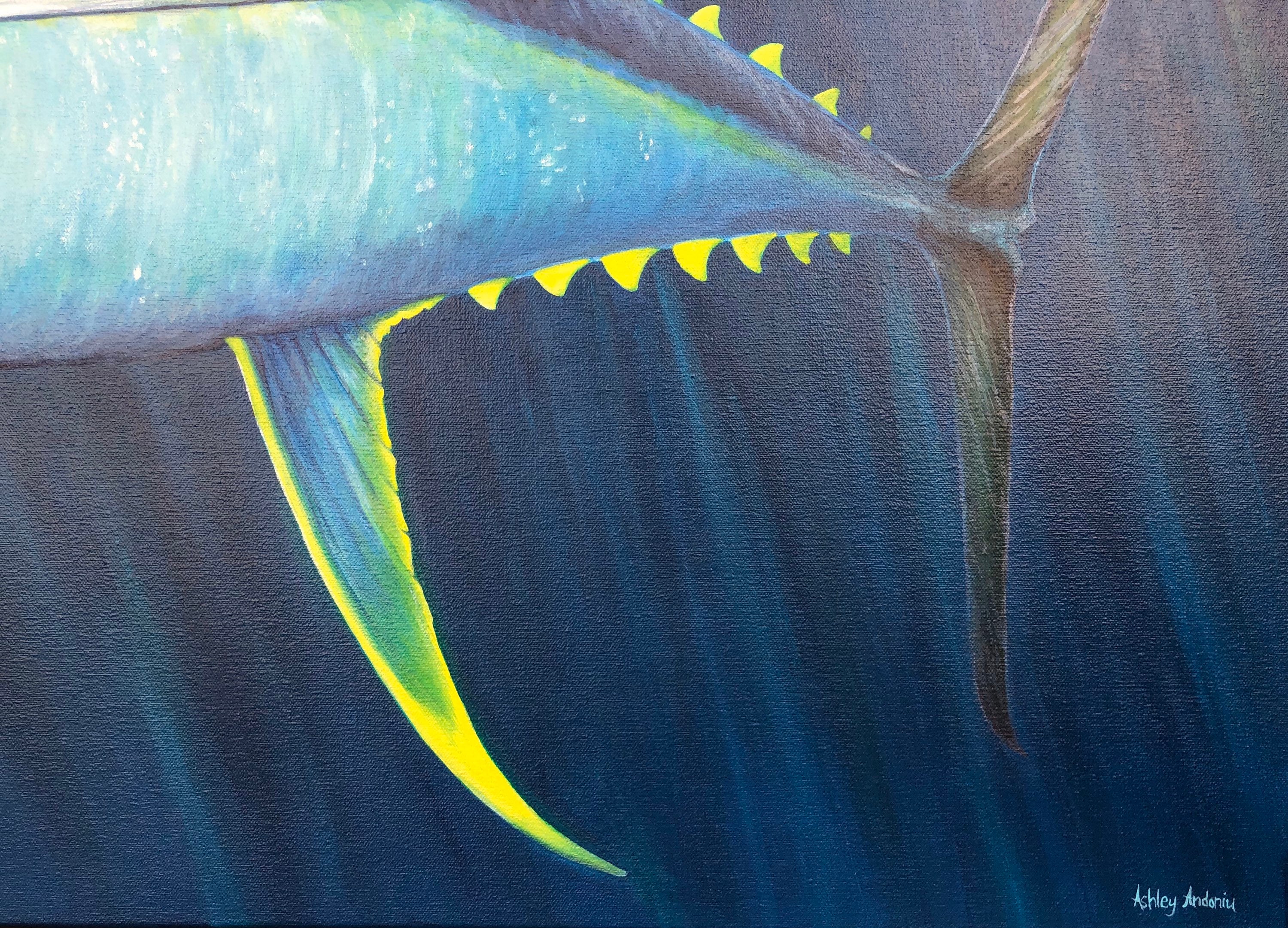 Yellowfin Tuna Painting | Fish Art | Original Tuna Fish Acrylic ...