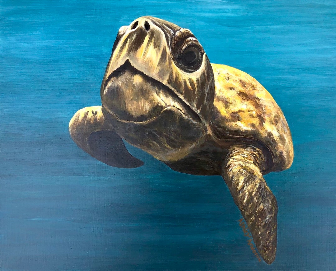 Cute Sea Turtle Art | Detailed Sea Turtle Painting | Turtle Art | Small ...