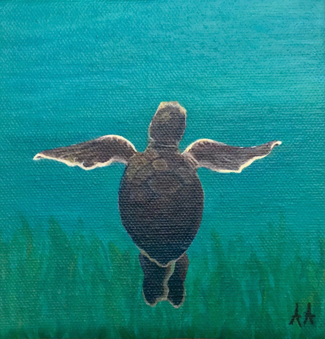 Turtle Painting | Sea Turtle Painting | Original Turtle Art | Baby Sea ...